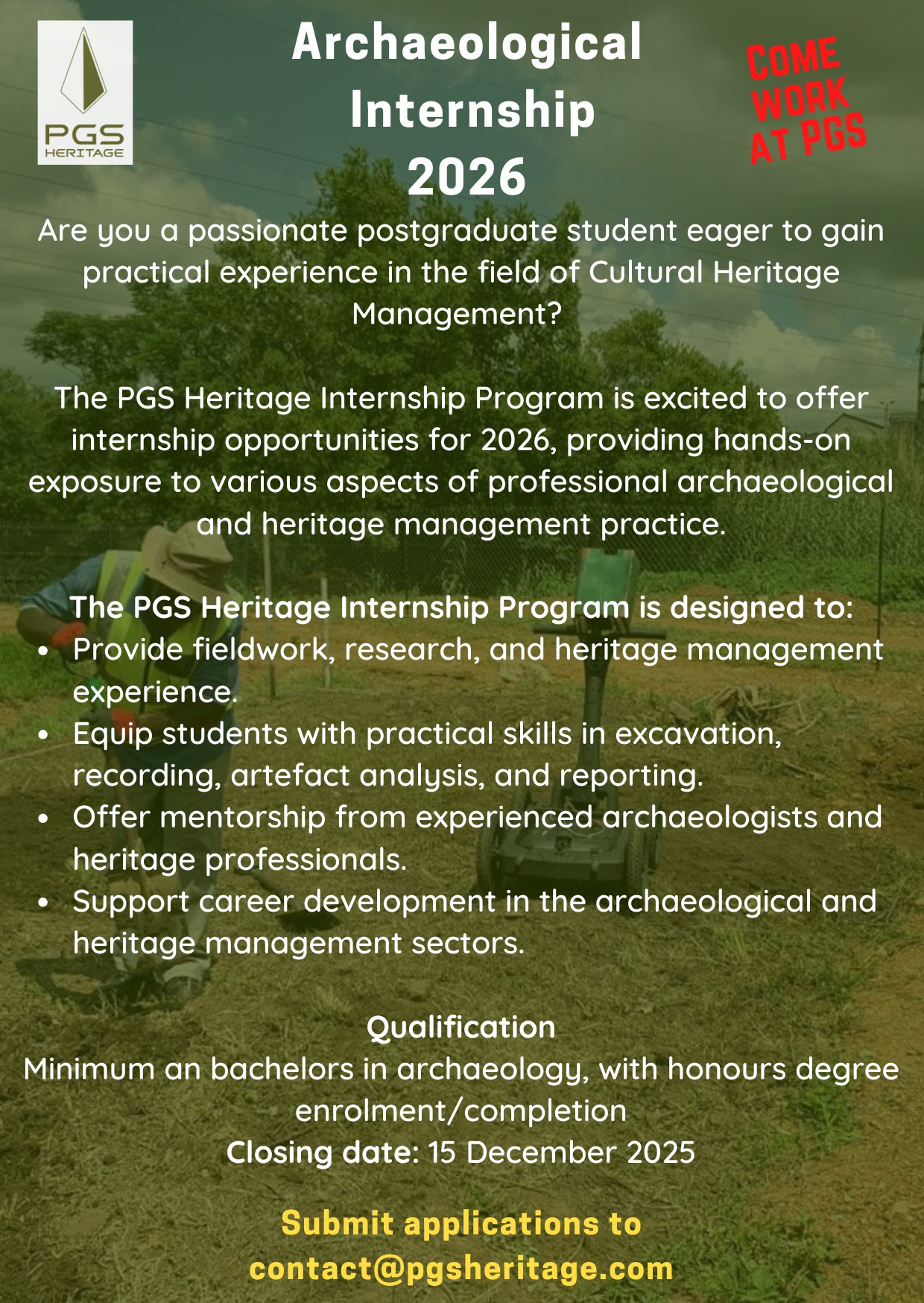 PGS - Archaeological Internship 2026.jpg | The Heritage Portal